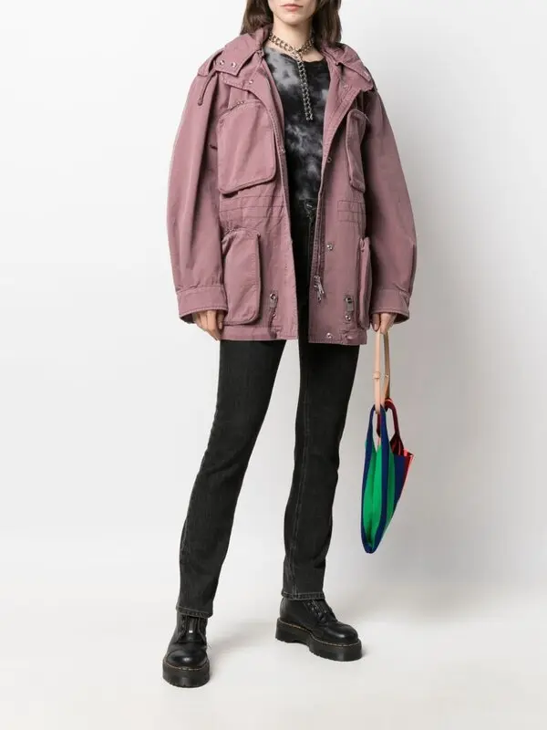 DIESEL® Cotton-linen Blend Cargo Pocket Hooded Jacket
