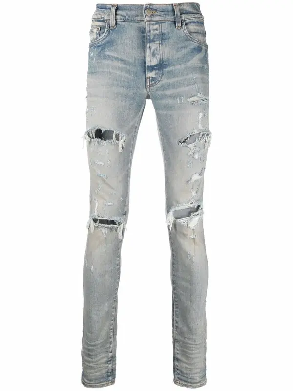 Amiri Distressed Skinny Jeans - Blue
