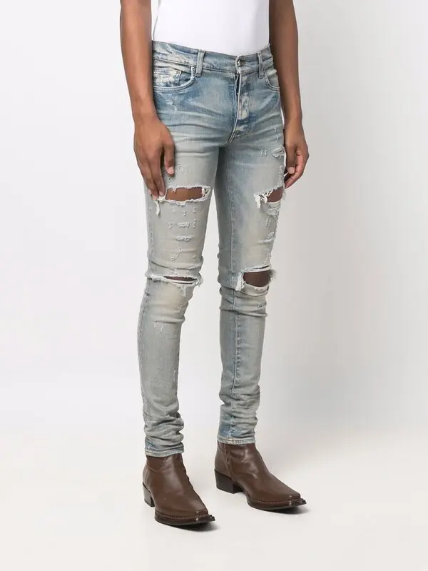 Amiri Distressed Skinny Jeans - Blue