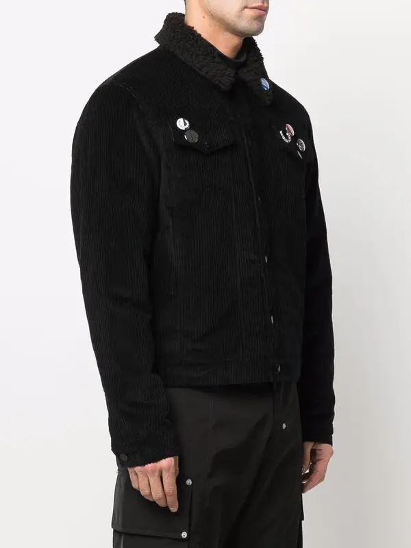 Raf Simons X Fred Perry Contrast-Collar Corduroy Jacket In Black