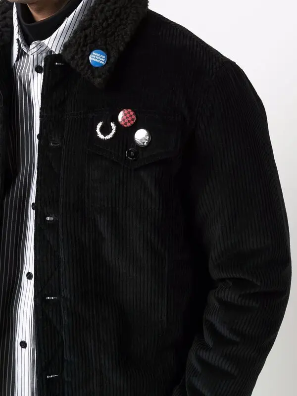 Raf Simons X Fred Perry Contrast-Collar Corduroy Jacket In Black