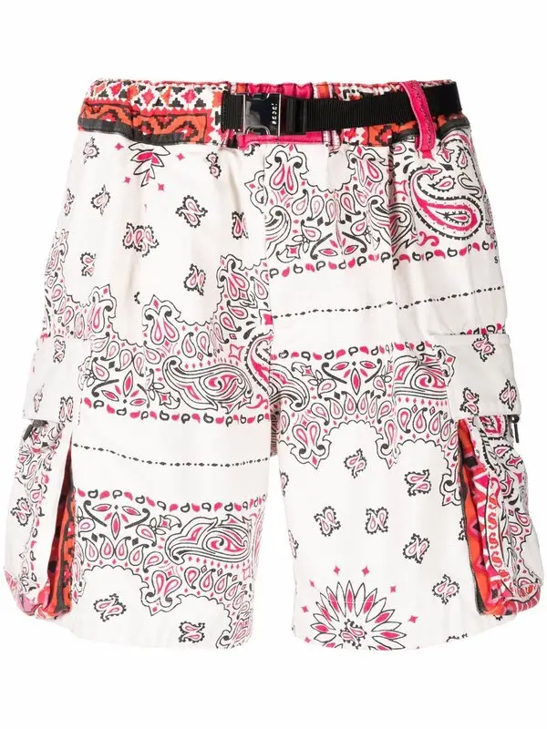Sacai Bandana-print Cargo Shorts - White