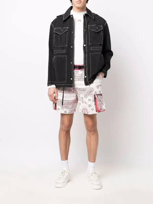 Sacai Bandana-print Cargo Shorts - White