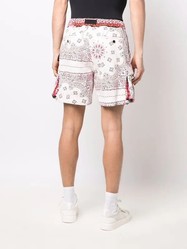 Sacai Bandana-print Cargo Shorts - White