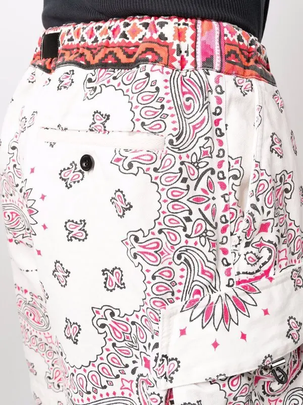 Sacai Bandana-print Cargo Shorts - White