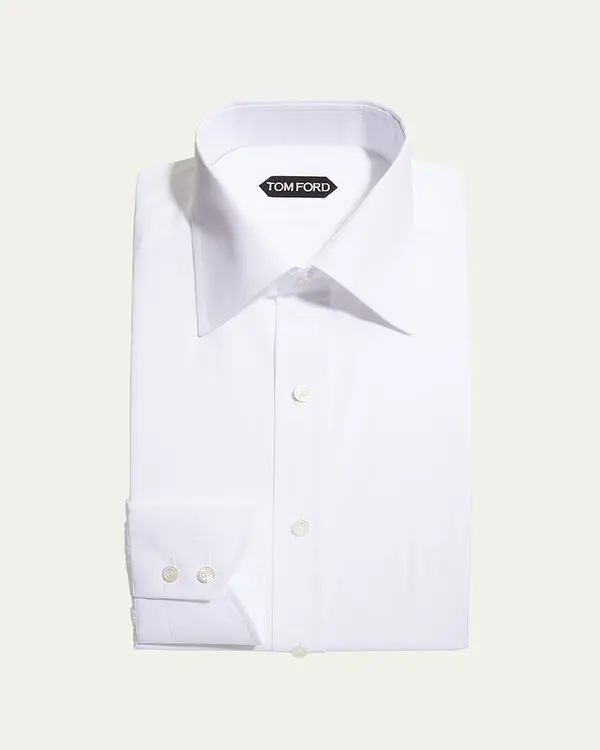 TOM FORD Solid Cotton Dress Shirt - White Solid