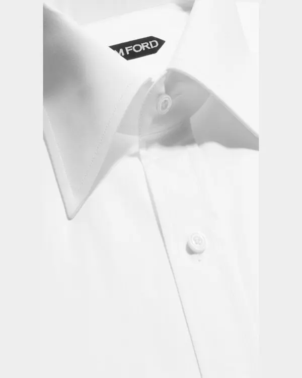 TOM FORD Solid Cotton Dress Shirt - White Solid