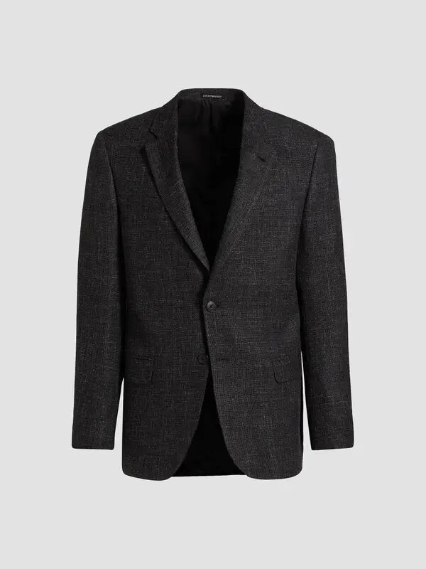 Emporio Armani Virgin Wool-blend Blazer - Black