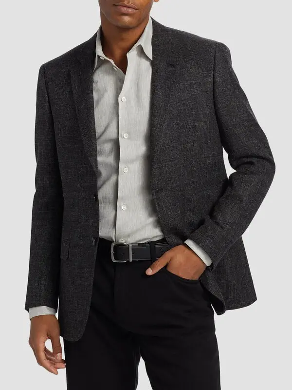 Emporio Armani Virgin Wool-blend Blazer - Black