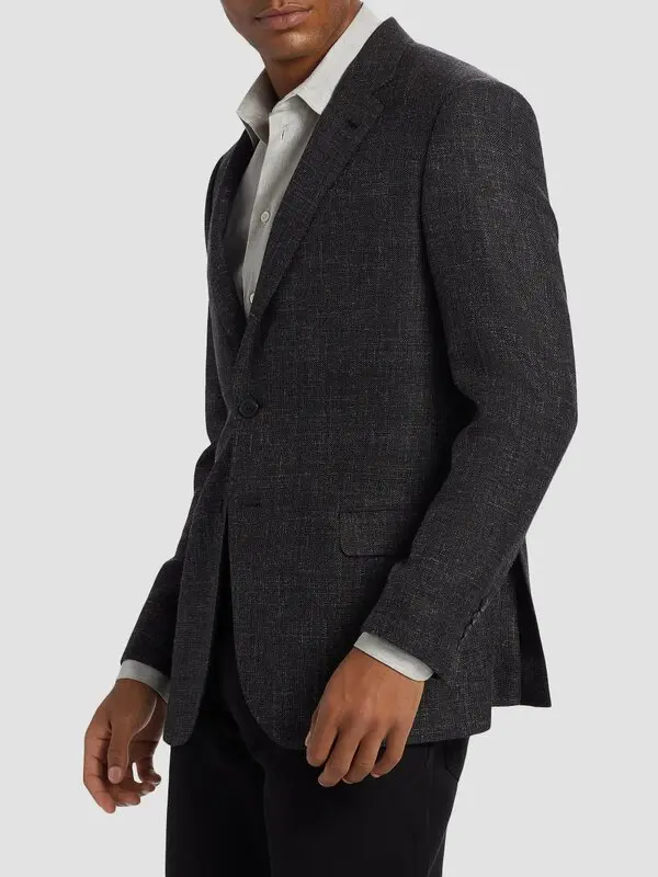 Emporio Armani Virgin Wool-blend Blazer - Black