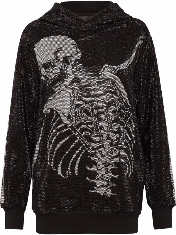 Philipp Plein Rhinestone Embellished Skeleton Hoodie