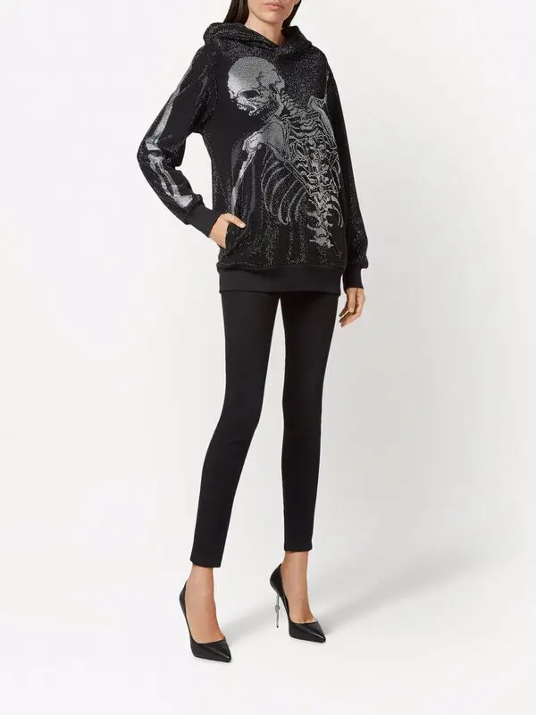 Philipp Plein Rhinestone Embellished Skeleton Hoodie