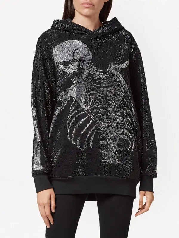 Philipp Plein Rhinestone Embellished Skeleton Hoodie