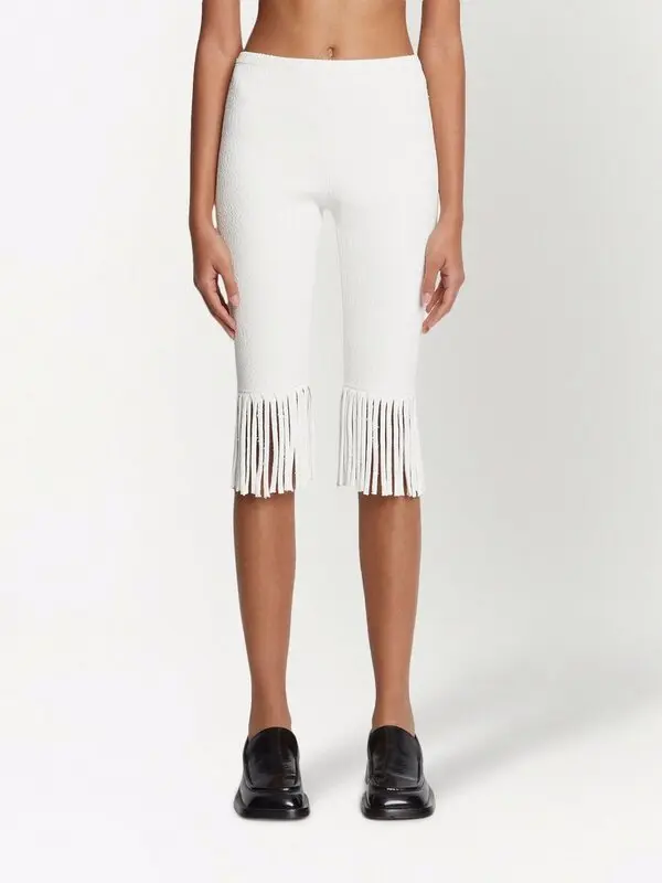 Proenza Schouler Textured Fringed Biker Shorts