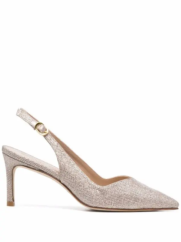 STUART WEITZMAN Edith Glitter Pointed-toe Pumps - Neutrals