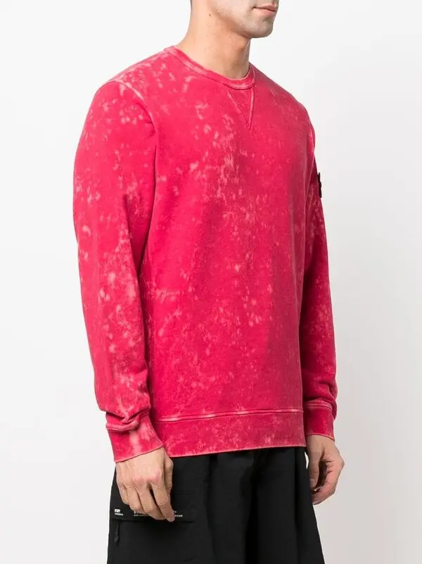 Stone Island Off-Dye Ovd Treatment Garment-Dyed Sweatshirt In Red