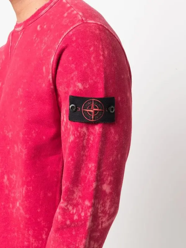 Stone Island Off-Dye Ovd Treatment Garment-Dyed Sweatshirt In Red