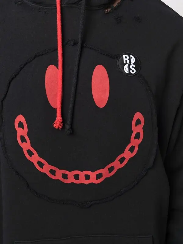 Raf Simons X Smiley Distressed-finish Hoodie