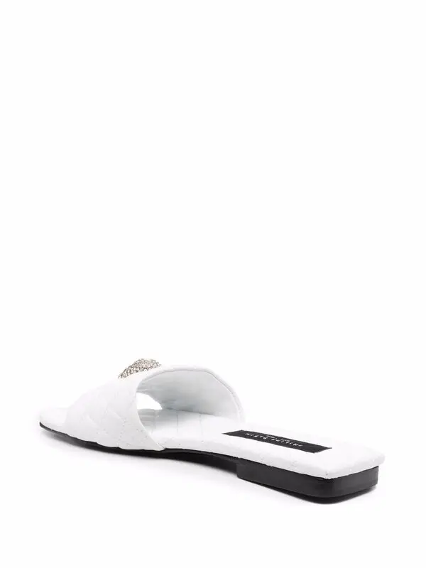 Philipp Plein Crystal-skull Flat Sandals - White