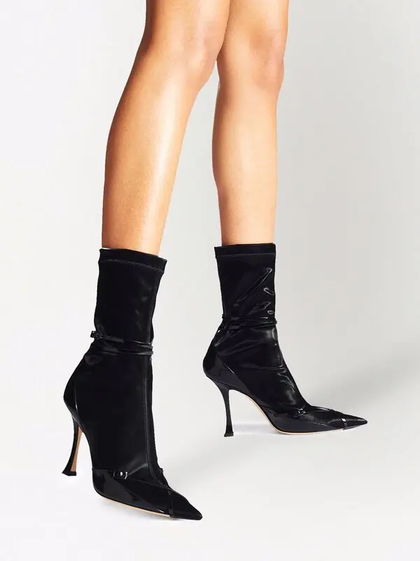 JIMMY CHOO X Mugler Buckle-strap Mid-calf Boots