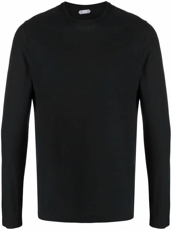 ZANONE Long-sleeved Cotton T-shirt - Black