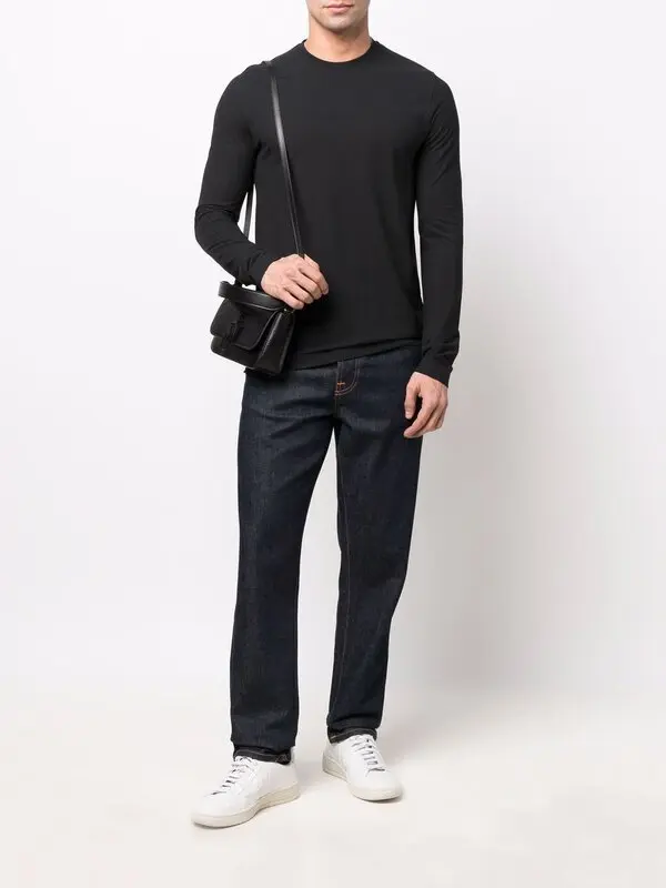 ZANONE Long-sleeved Cotton T-shirt - Black