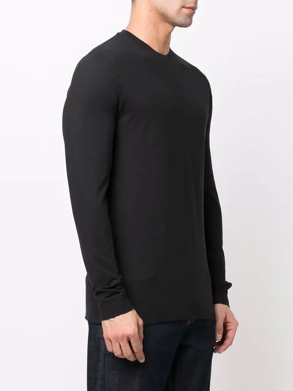 ZANONE Long-sleeved Cotton T-shirt - Black