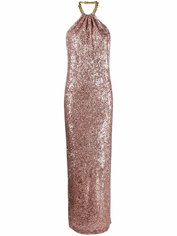 Tom Ford Sequinned Halterneck Evening Dress In Pink - 20% Off | Editorialist