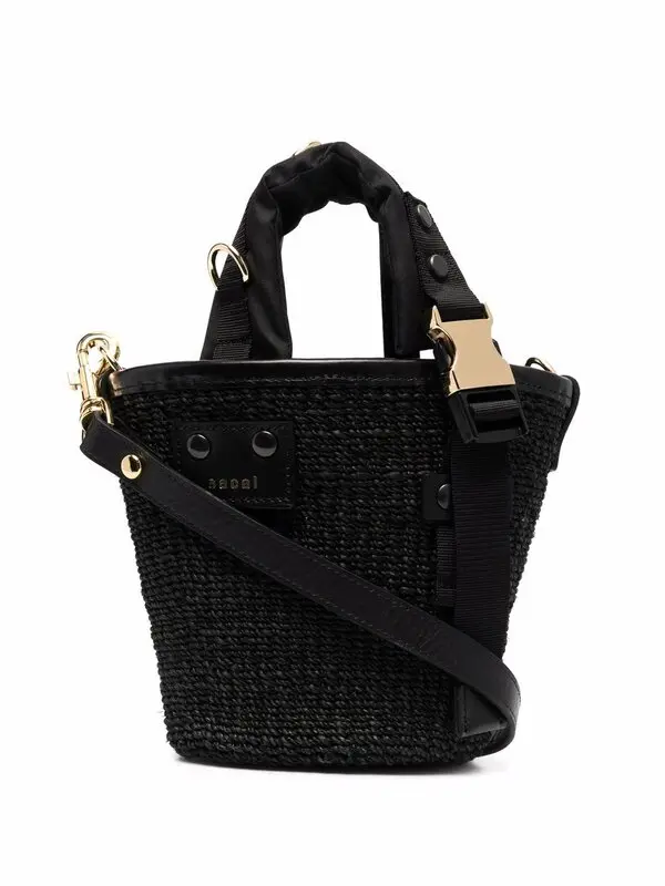 Sacai Micro Marche Woven Bucket Bag - Black