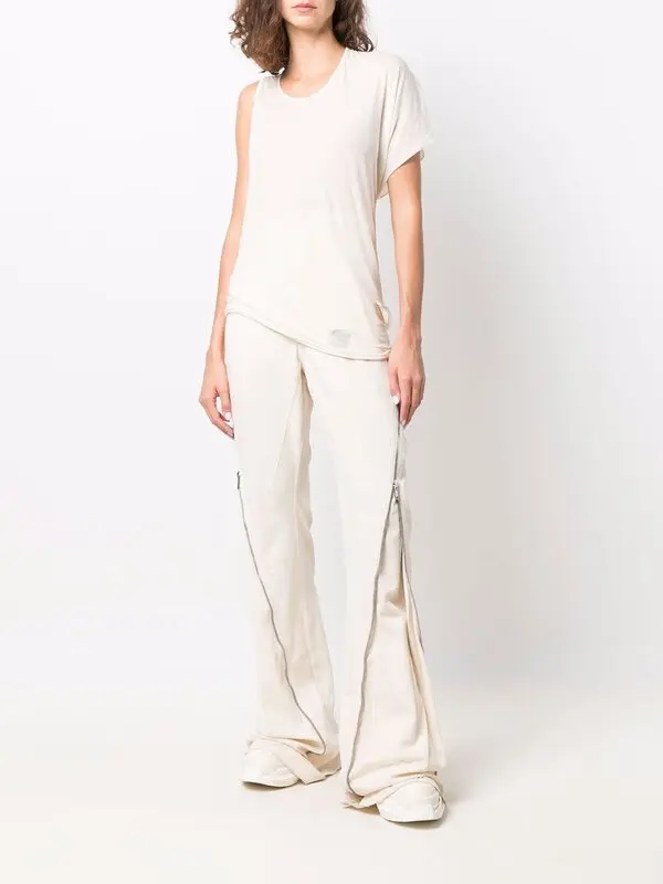 Rick Owens Zip-Detail Flared Jeans - White | Editorialist