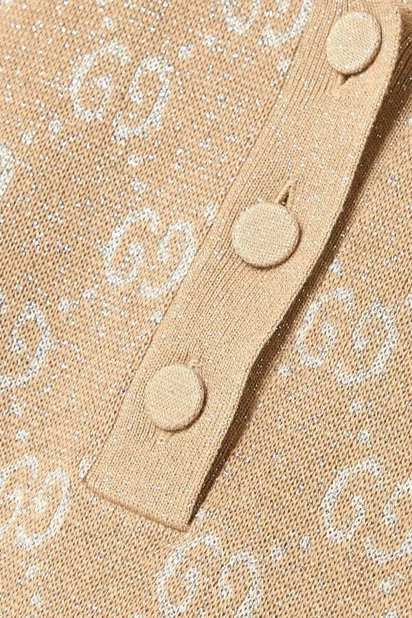 Gucci Metallic Jacquard-knit Cotton-blend Polo Shirt