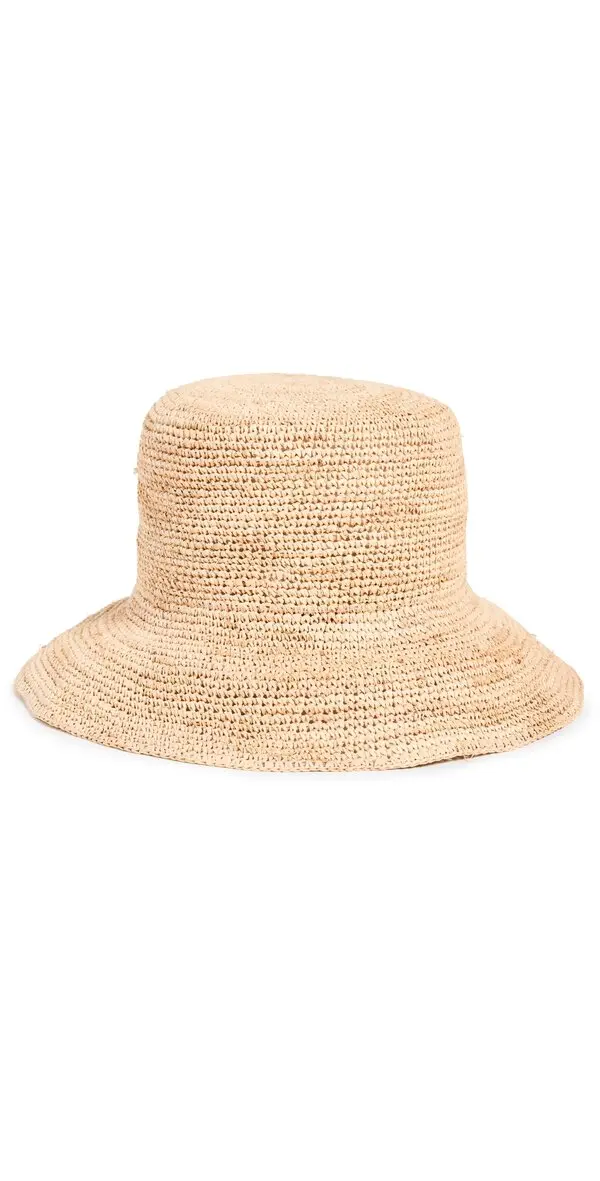 Hat Attack Crochet Straw Bucket Hat - Natural