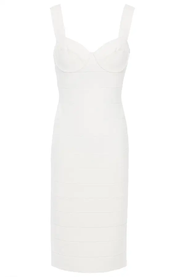 Herve Leger Bandage Dress With Underwired Cups - White