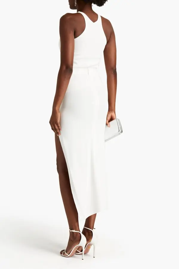 Herve Leger Splitfront Ribbedknit Midi Skirt