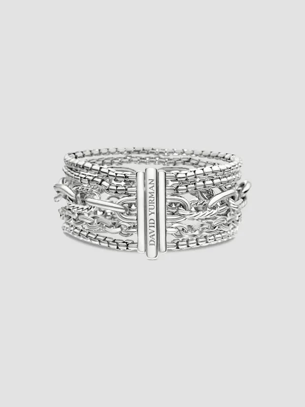 David Yurman Multi Row Chain Bracelet In Sterling 29mm - Silver
