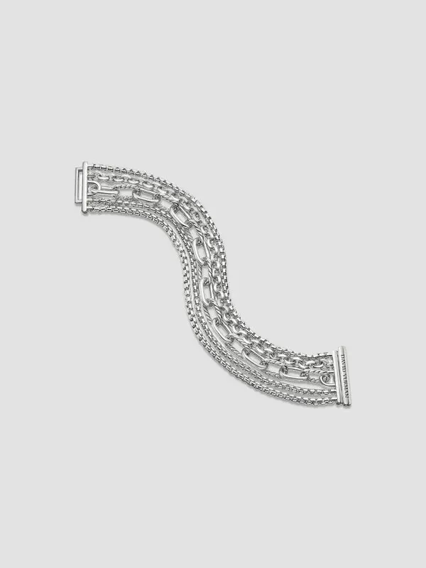 David Yurman Multi Row Chain Bracelet In Sterling 29mm - Silver