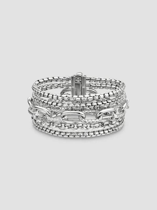 David Yurman Multi Row Chain Bracelet In Sterling 29mm - Silver