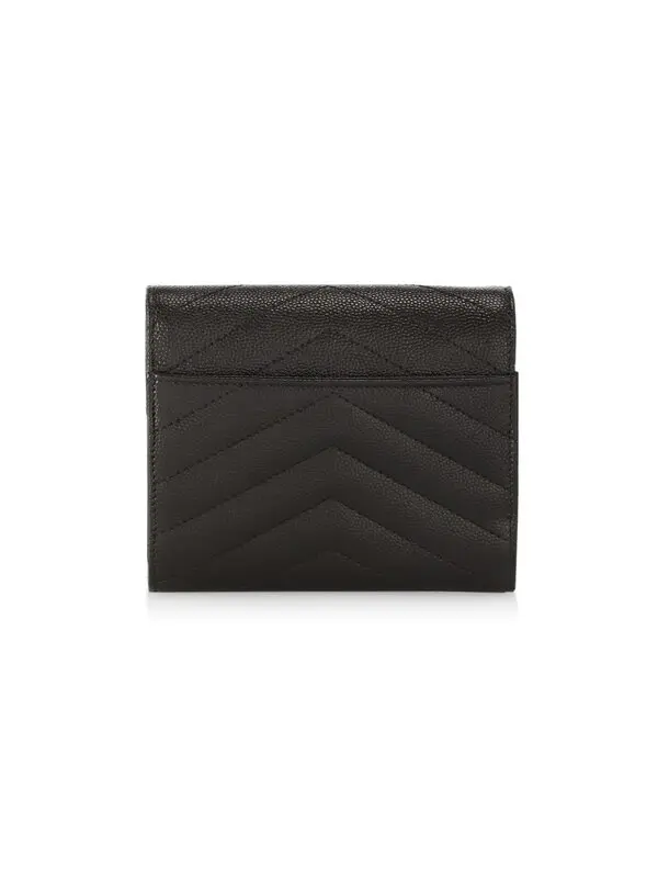 Saint Laurent Logo Matelassé Leather Tri-fold Wallet