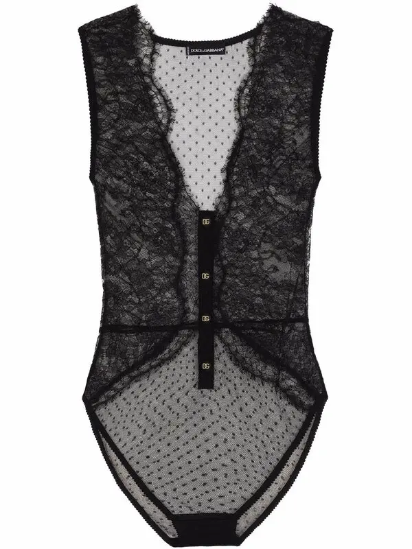 Dolce & Gabbana Plunge-neck Lace Bodysuit