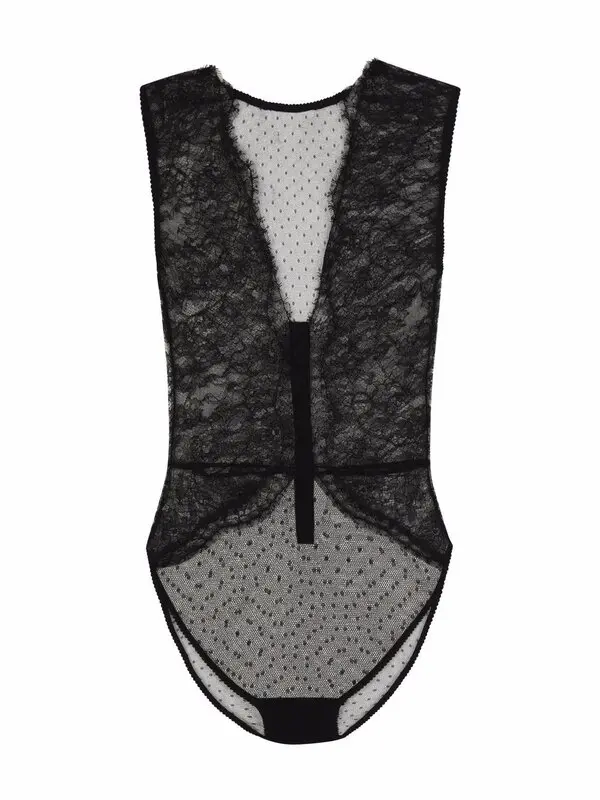 Dolce & Gabbana Plunge-neck Lace Bodysuit