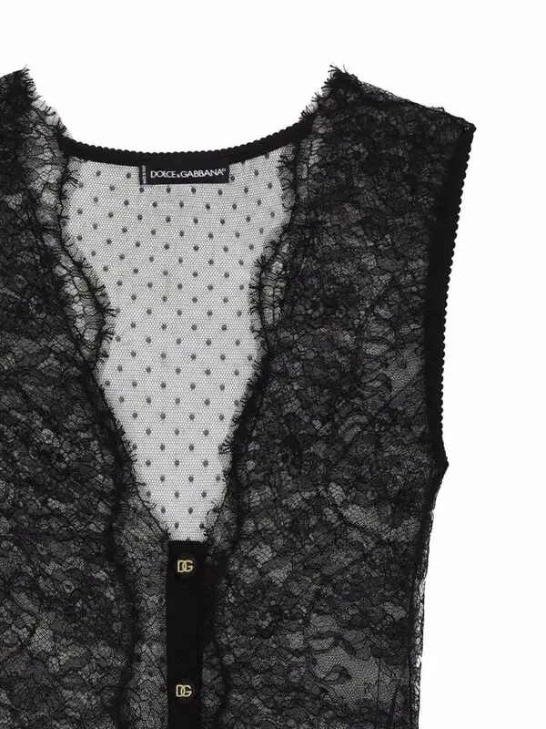 Dolce & Gabbana Plunge-neck Lace Bodysuit