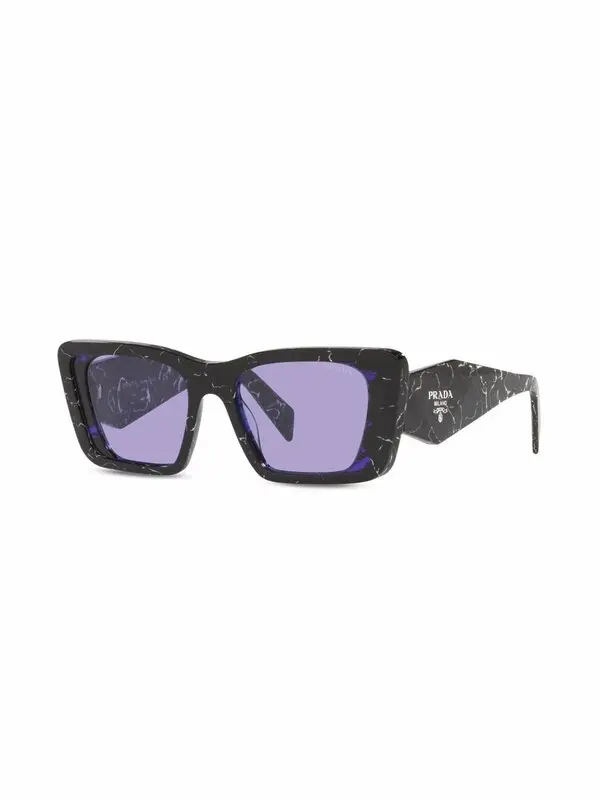 Prada Marble-effect Rectangle Frame Sunglasses - Green