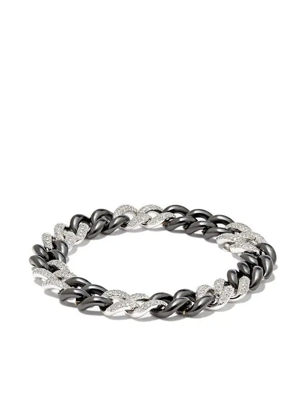 Shay 18kt White Gold Diamond And Ceramic Link Bracelet - White Gold Black Ceramic