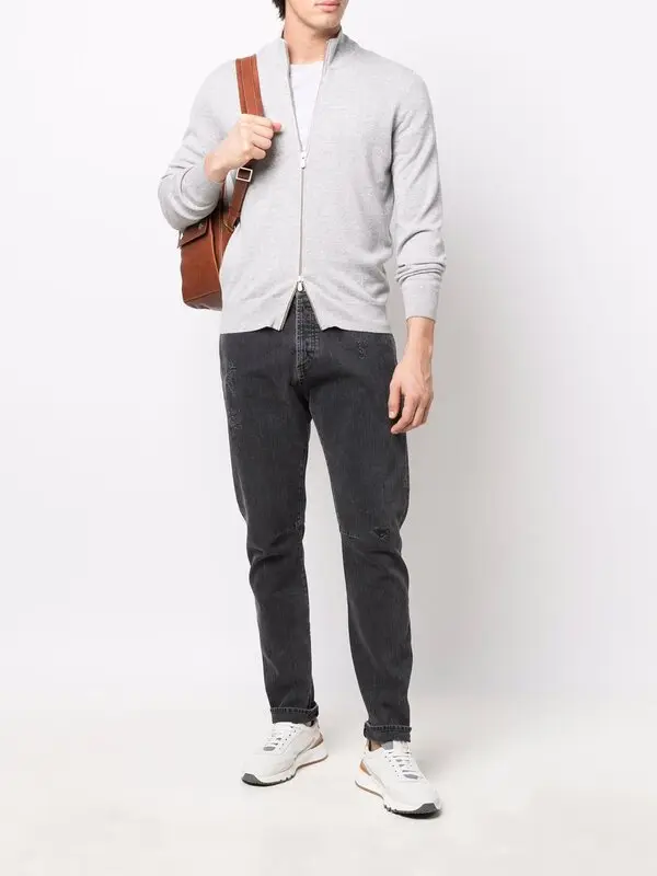 Brunello Cucinelli Zip-up Cashmere Jumper - Grey