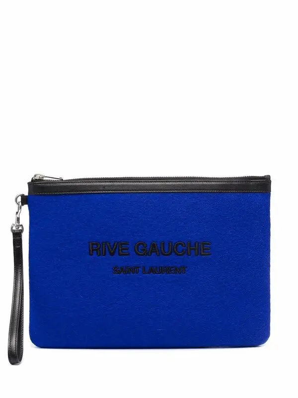 Saint Laurent Logo Lettering Clutch - Blue