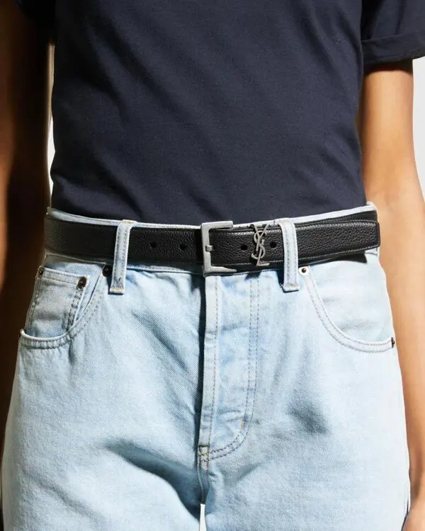 Saint Laurent Grained Leather Belt