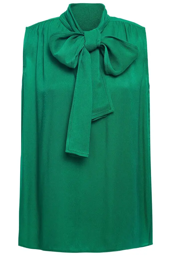 Marni Pussybow Cuproblend Satintwill Top - Emerald
