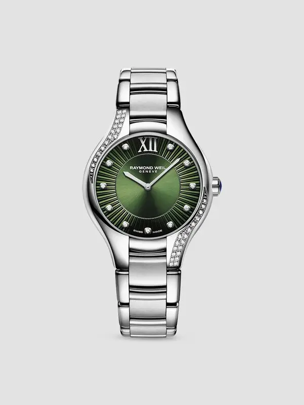 RAYMOND WEIL Noemia Stainless Steel & Diamond Bracelet Watch - Green