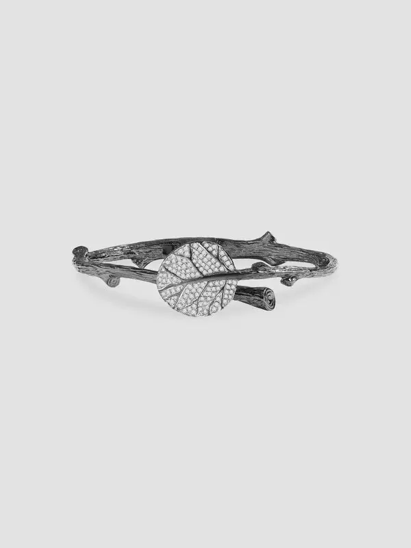 Michael Aram Botanical Leaf Sterling & Diamond Bangle - Silver