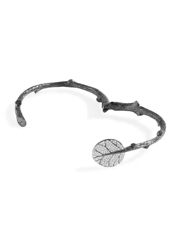 Michael Aram Botanical Leaf Sterling & Diamond Bangle
